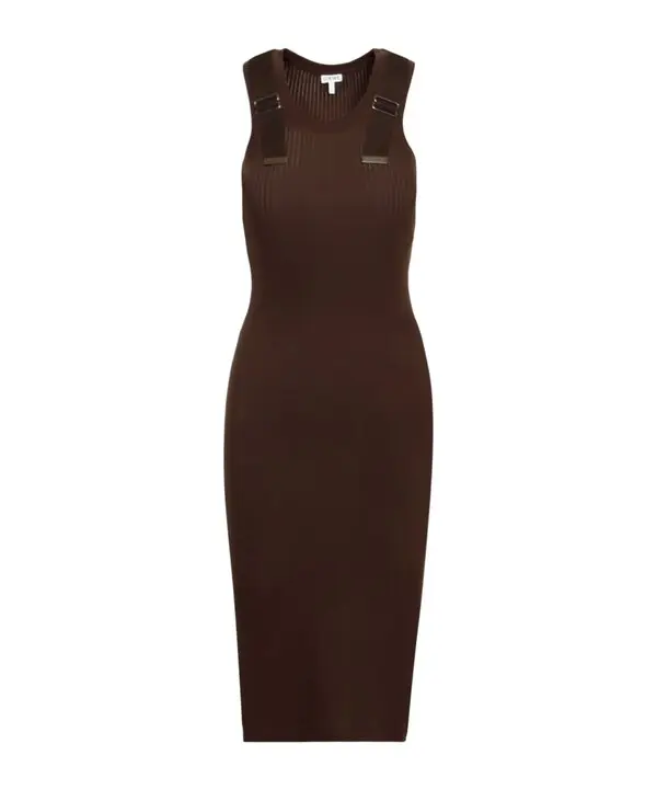 Loewe Sleeveless Ribbed Knit Dress With Buckle Detail - Black