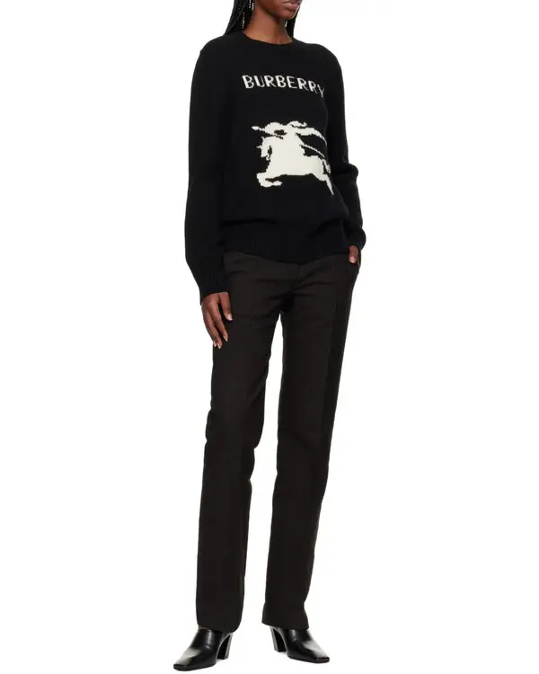 Burberry Equestrian Knight Intarsia-knit Crewneck Jumper - Black