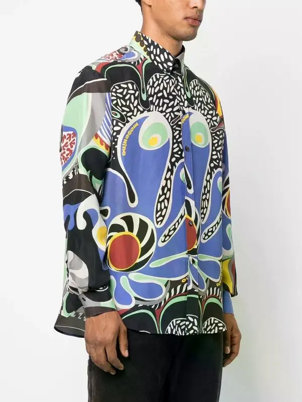 Moschino Graphic-print Button-up Silk Shirt