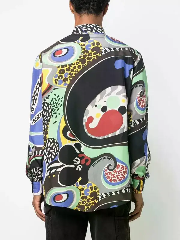 Moschino Graphic-print Button-up Silk Shirt