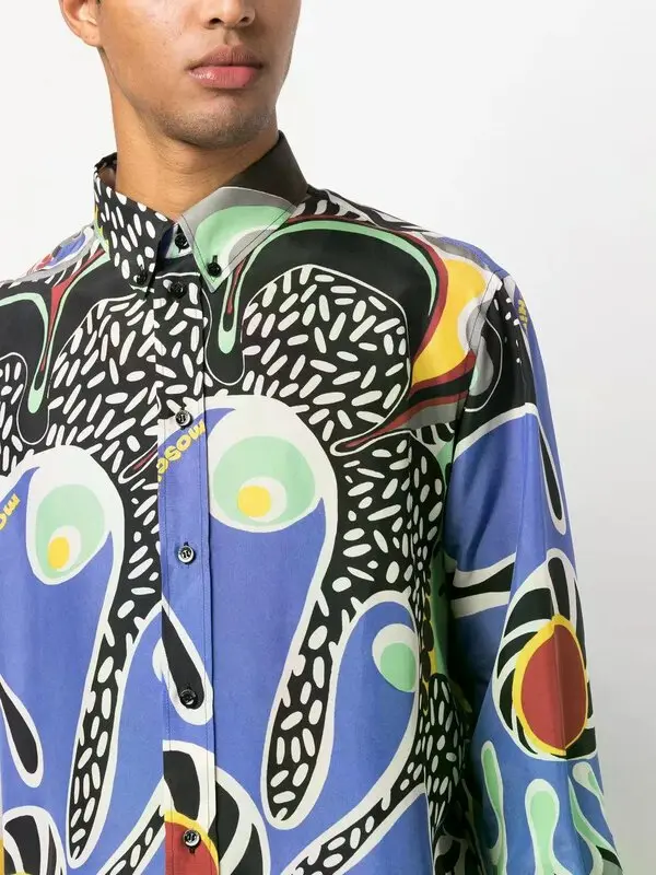 Moschino Graphic-print Button-up Silk Shirt