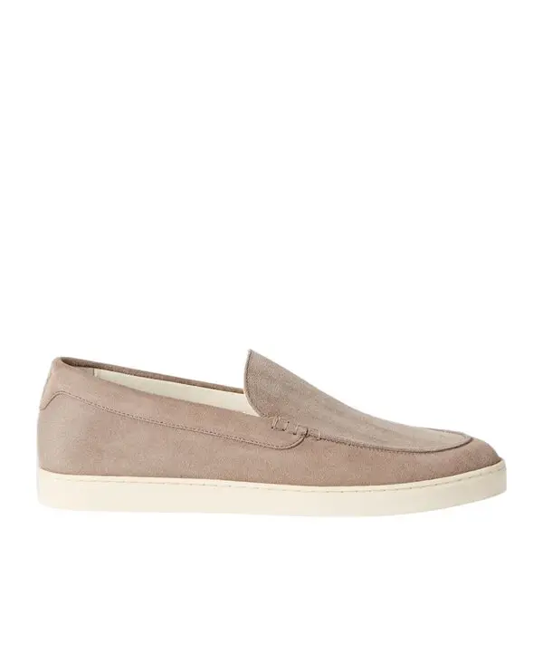 Brunello Cucinelli Suede Loafer Sneakers - Light Gray