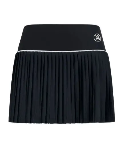 Amiri Pleated Active Skirt With Logo Graphics And Contrast Piping - Black