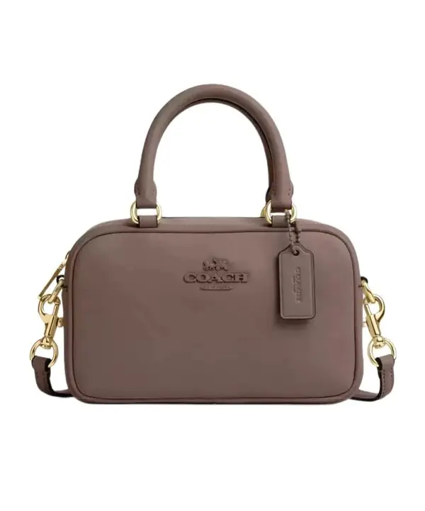 COACH Logo Zipper Shoulder Bag - Brown