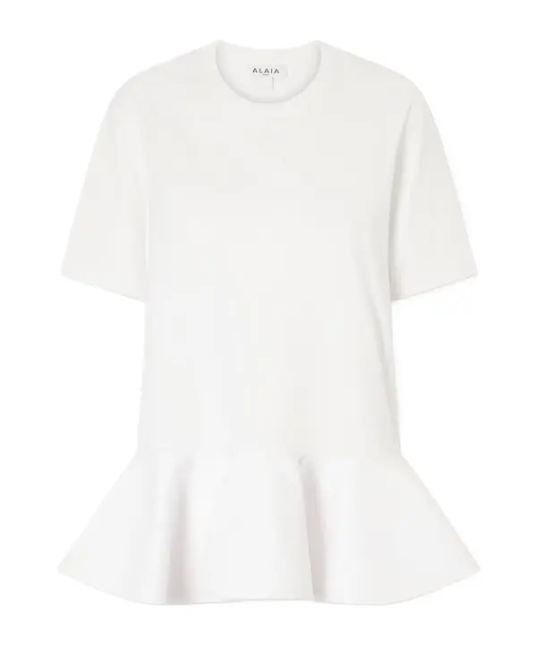 Alaïa Peplum Cotton-jersey T-shirt - White