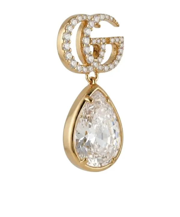 Gucci Double G Diamond Drop Earrings