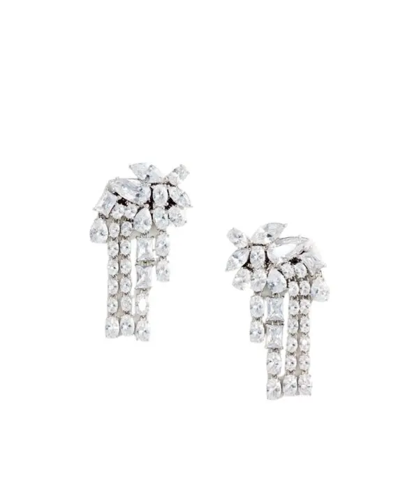 SELF-PORTRAIT Multi Crystal Dangle Earrings - White