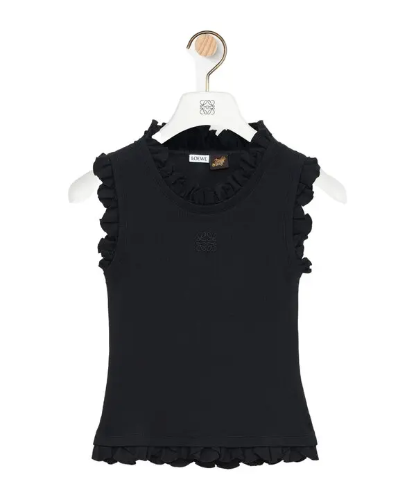 Loewe Ruffle Trimmed Tank Top - Black