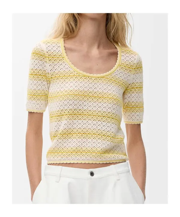 Loewe Striped Crochet Knit Top - White/yellow