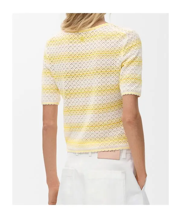 Loewe Striped Crochet Knit Top - White/yellow