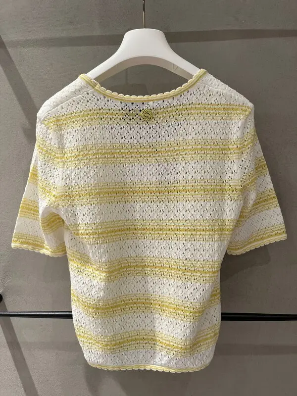 Loewe Striped Crochet Knit Top - White/yellow