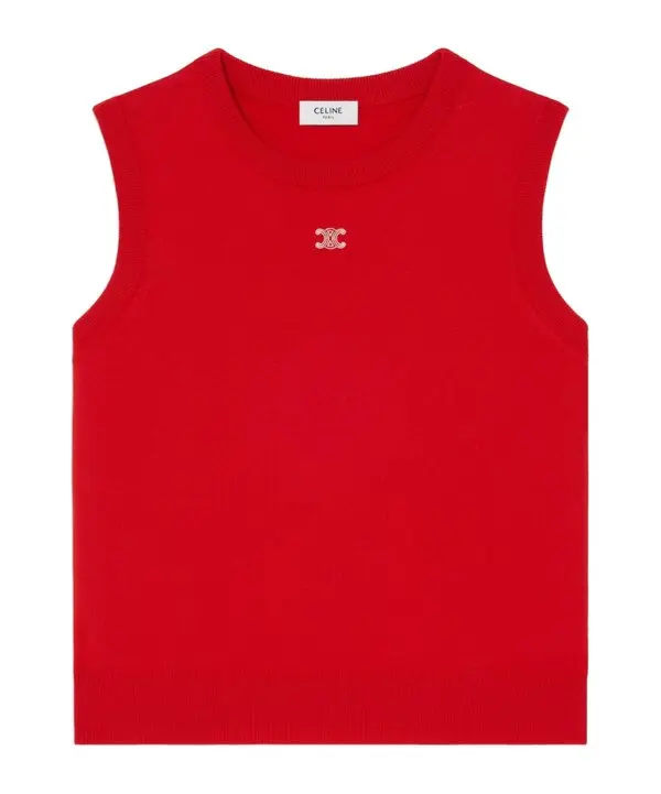 Celine Fine Wool Sleeveless Top - Red
