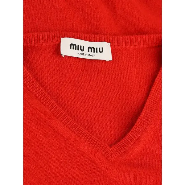 Miu Miu Embroidered Logo V-neck Jumper