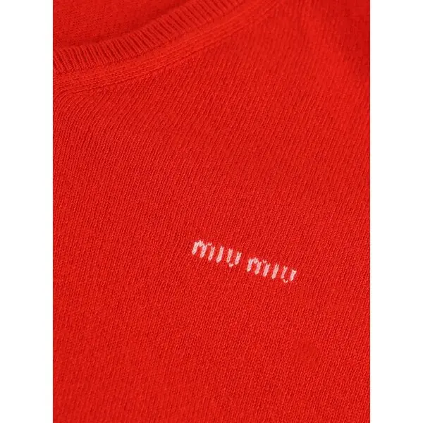 Miu Miu Embroidered Logo V-neck Jumper