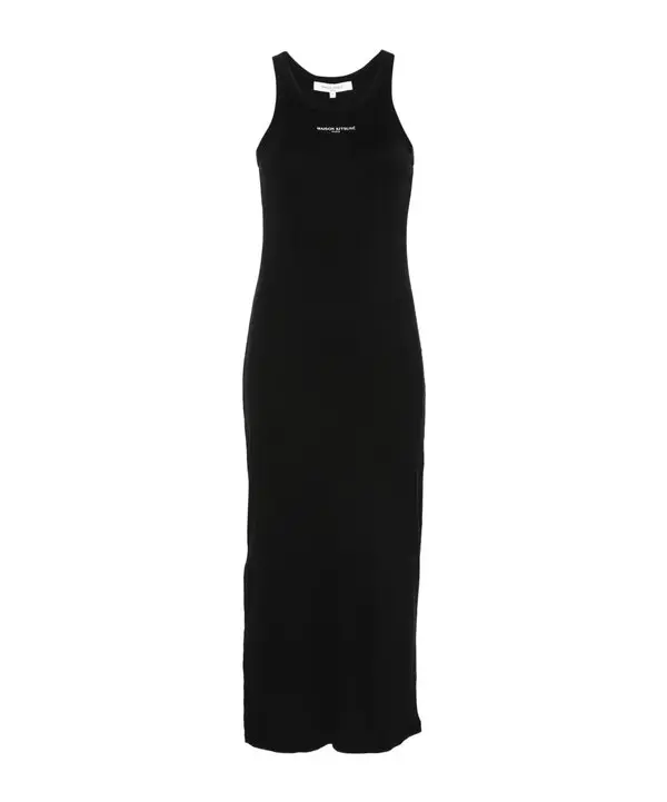 Maison Kitsuné Ribbed Logo Tank Dress - Black