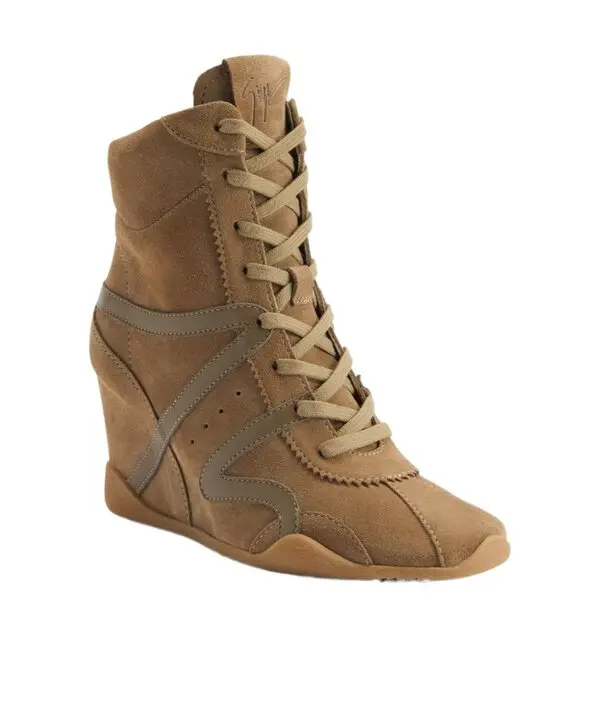 GIUSEPPE ZANOTTI Signature Detailed Top Wedge Sneakers - Brown