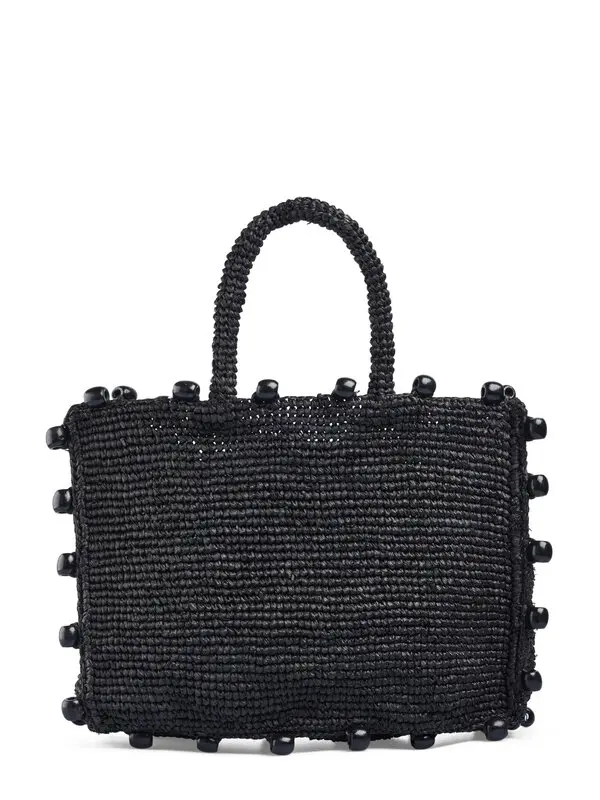 MC2 SAINT BARTH Raffia Handbag With Beaded Embellishments