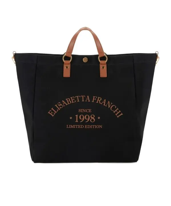 Elisabetta Franchi Logo Printed Tote Bag - Black