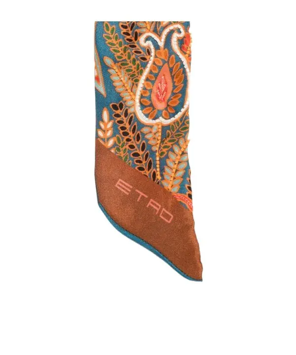 Etro Paisley Pattern Beaded Fringe Neckerchief