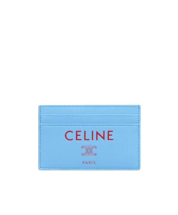 Celine Card Holder In Smooth Lambskin - Blue/red