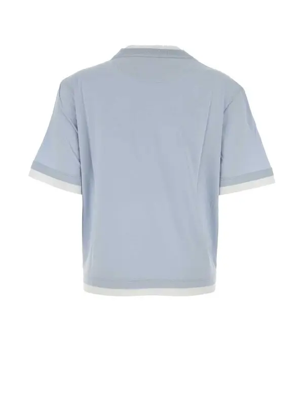 Prada Cotton Jersey T-shirt With Emblematic Triangle Logo - Blue