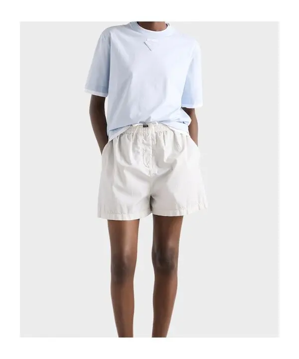 Prada Cotton Jersey T-shirt With Emblematic Triangle Logo - Blue