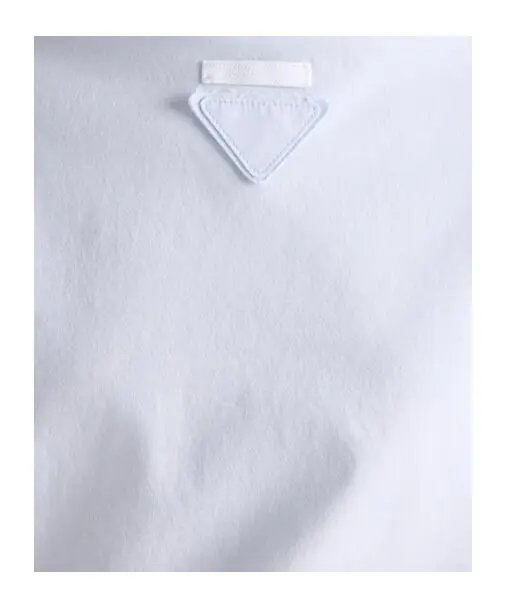 Prada Cotton Jersey T-shirt With Emblematic Triangle Logo - Blue