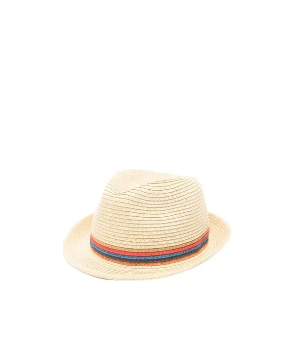 Paul Smith Straw Fedora Hat With Striped Band - Nude