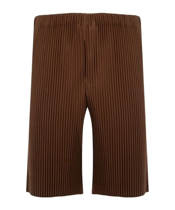 Issey Miyake Pleated Bermuda Shorts - Brown
