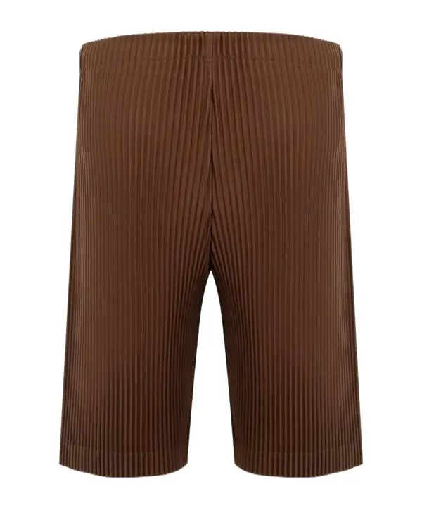 Issey Miyake Homme Plissé Pleated Straight Leg Shorts - Brown