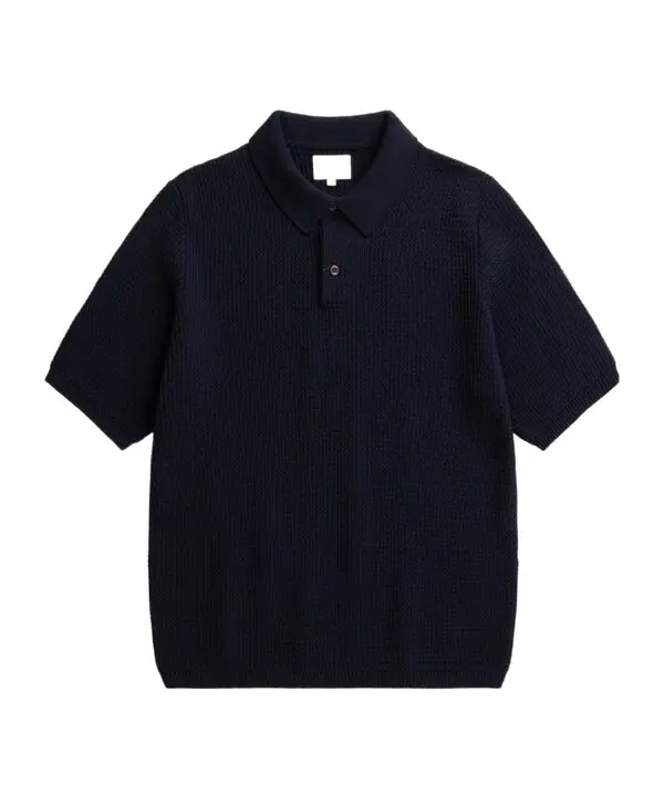 Norse Projects Waffle-knit Polo Shirt - Black