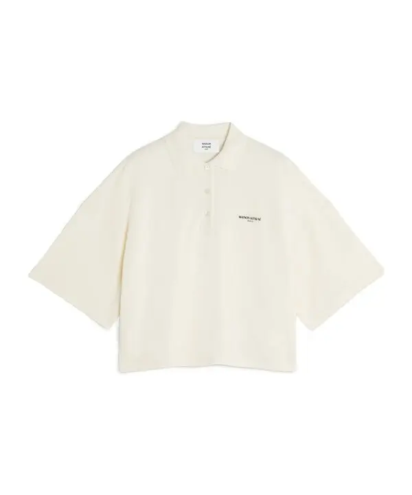 Maison Kitsuné Oversized Polo Shirt With Embroidered Logo - Beige
