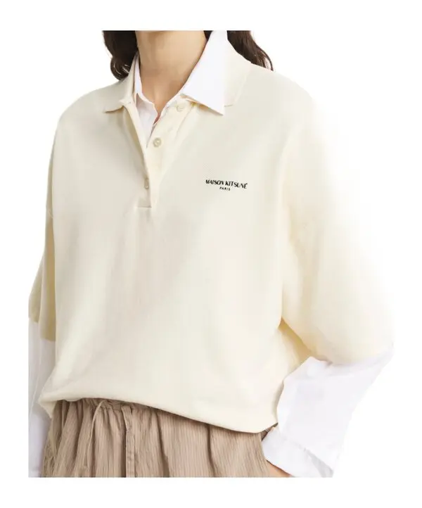 Maison Kitsuné Oversized Polo Shirt With Embroidered Logo
