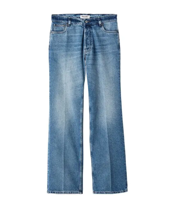 Miu Miu Washed Denim Jeans - Navy