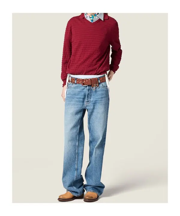 Miu Miu Washed Denim Jeans - Navy
