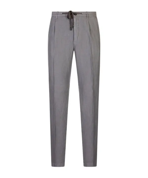 Peserico Grey Casual Pants With Drawstring Waist - Gray
