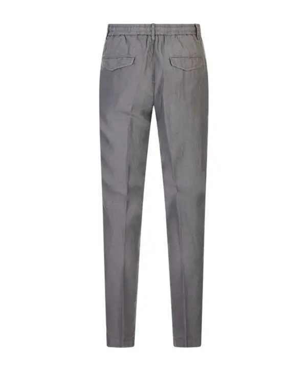 Peserico Grey Casual Pants With Drawstring Waist