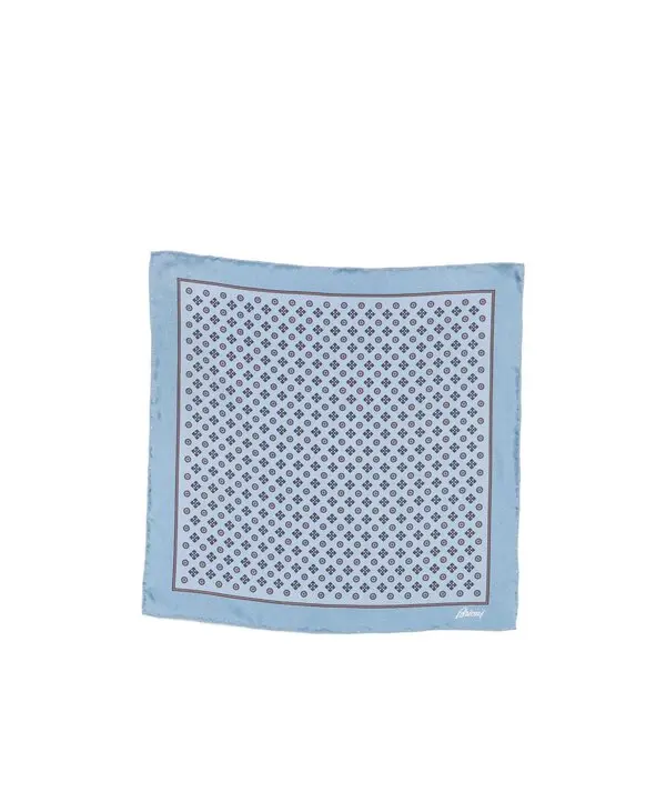 Brioni Printed Pocket Square - Blue