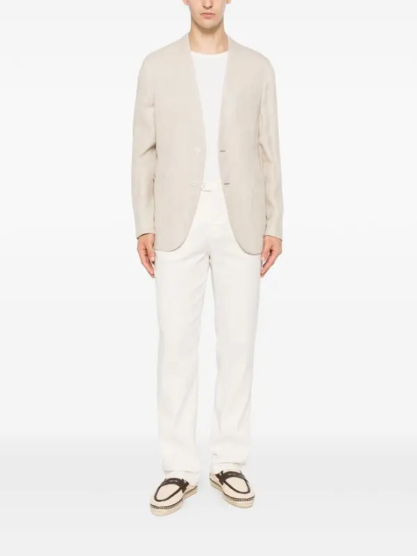 Brioni Linen, Wool And Silk Jardigan - Beige