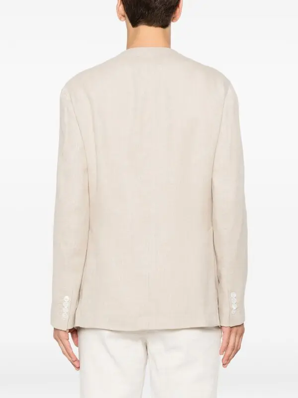 Brioni Linen, Wool And Silk Jardigan - Beige