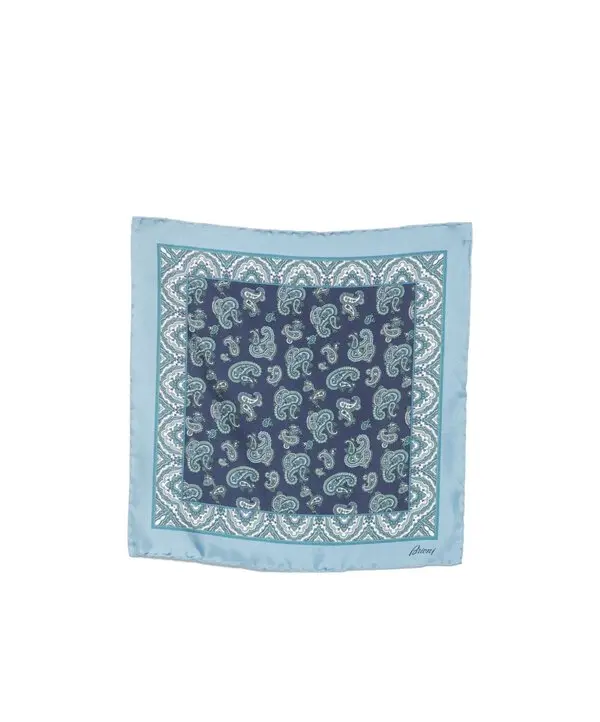 Brioni Printed Pocket Square - Blue