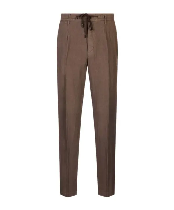 Peserico Drawstring Waist Pleated Trousers - Brown