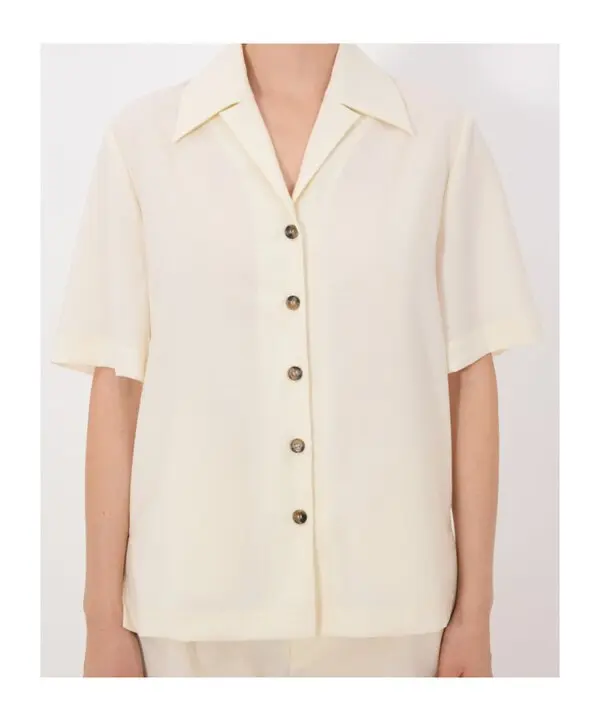 Loulou De Saison Boa Wool Buttoned Shirt - Ivory