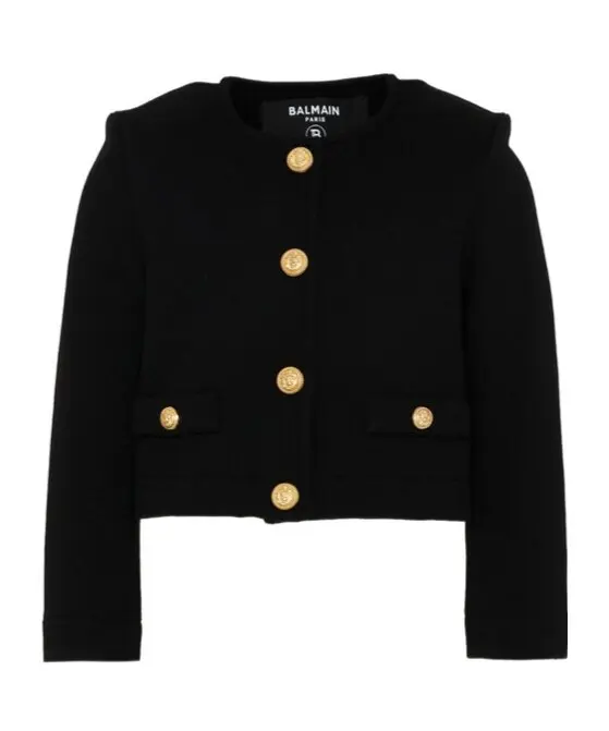 Balmain Buttoned Cotton Jacket - Black