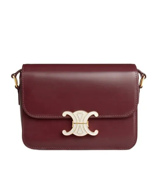 Celine Teen Triomphe Bag In Shiny Calfskin - Red