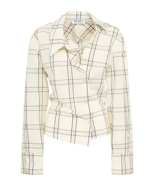 Attico Checked Cotton Shirt - White
