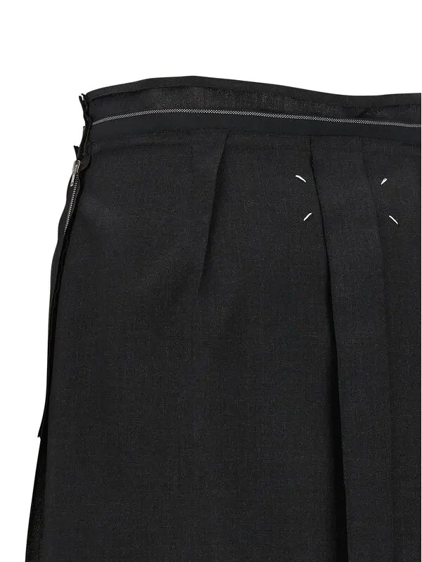 MAISON MARGIELA Pleated Midi Skirt With Raw Edge Waistband