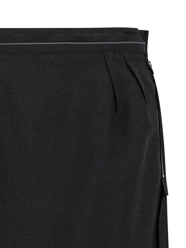 MAISON MARGIELA Pleated Midi Skirt With Raw Edge Waistband