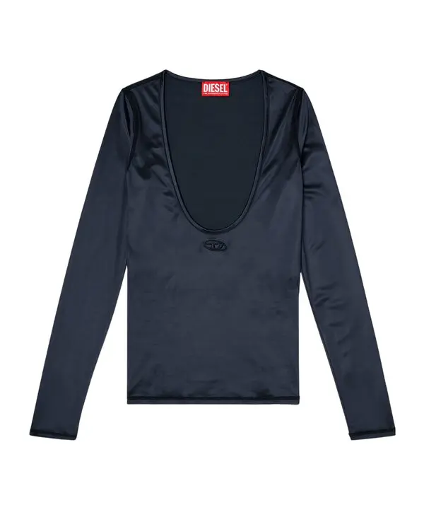 DIESEL® Oval D Scoop Neck Long Sleeve Top - Black