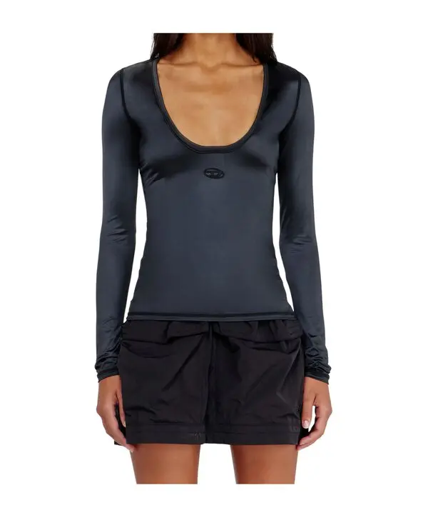 DIESEL® Logo Oval D Embroidery Slim Fit Long Sleeve Top